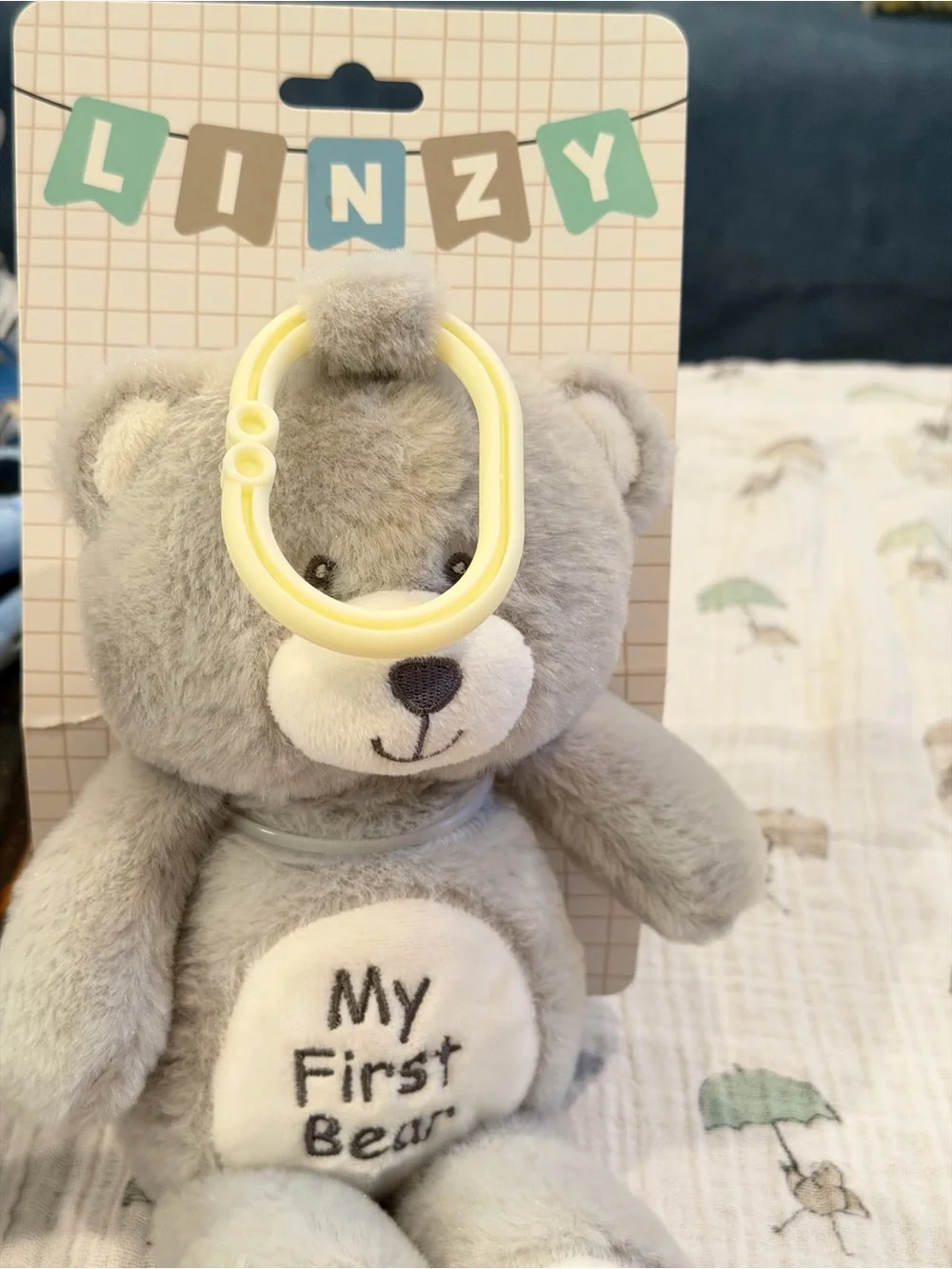 Linzy | Toys | 53 Plush My First Bear Rattle Toy Gray | Poshmark